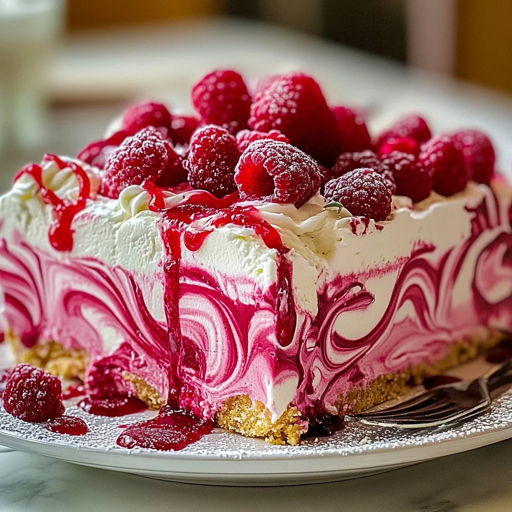 Raspberry Swirl Ice Cream Cake